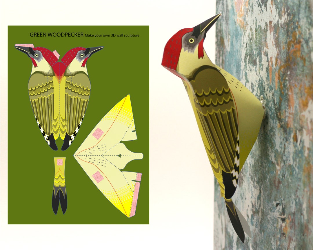 Wall Art, DIY Woodpecker, Paper Art Craft Project - Etsy