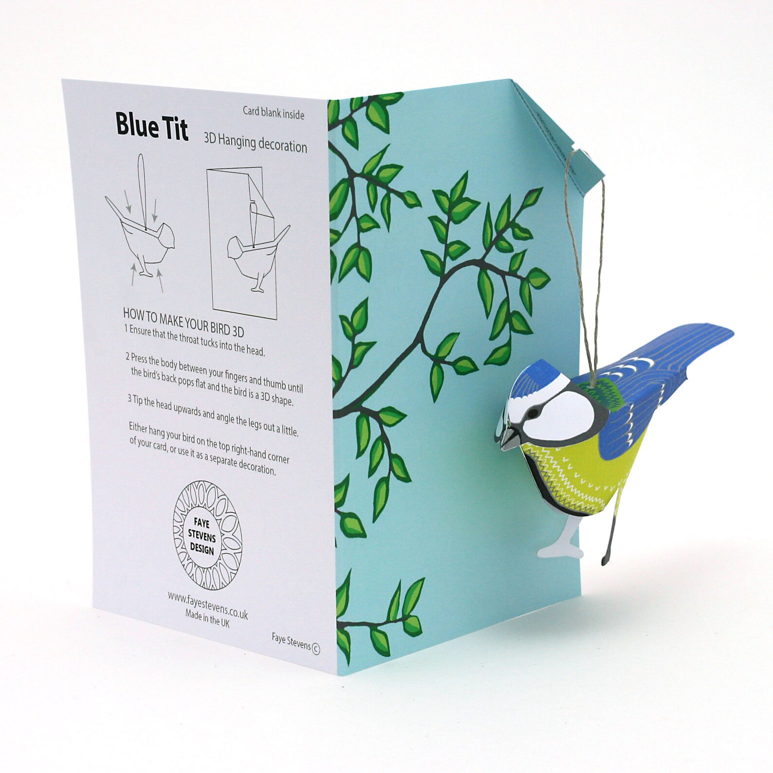 Blue Tit Pop-up Card: 3D Paper Bird Decoration - Etsy UK