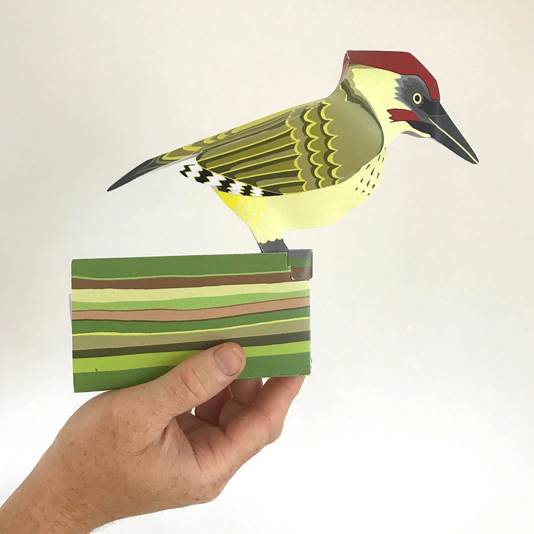 Green Woodpecker Pop up Card: 3D Paper Bird Birthday Card - Etsy