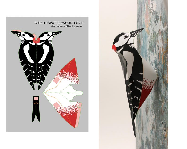 Wall Art, DIY Woodpecker, Paper Art Craft Project - Etsy