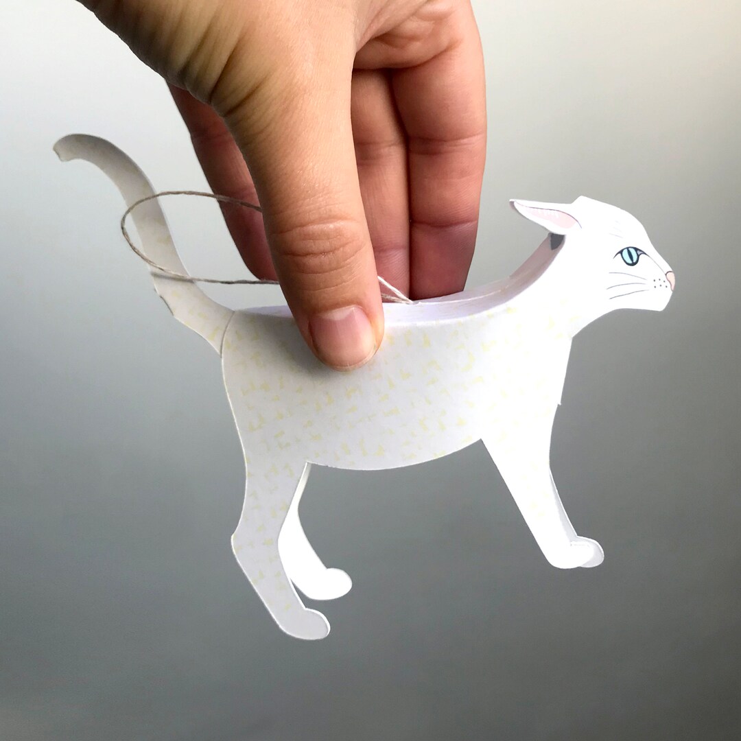 White Cat Card, Pop-up Cat Birthday Card, Paper Cat Gift, Blank Cat ...