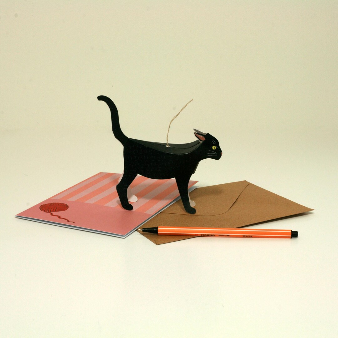 Black Cat Pop-up Card, Lucky Cat Card, Birthday Card Black Cat. - Etsy