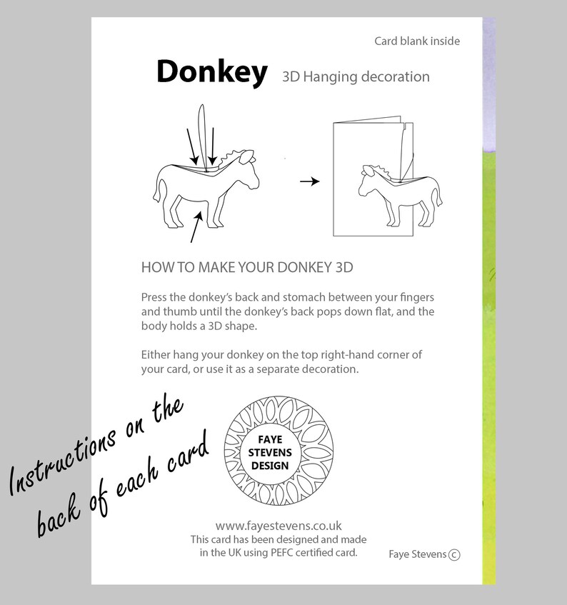 Donkey Card Field Pop up Donkey Card Donkey Paper - Etsy UK