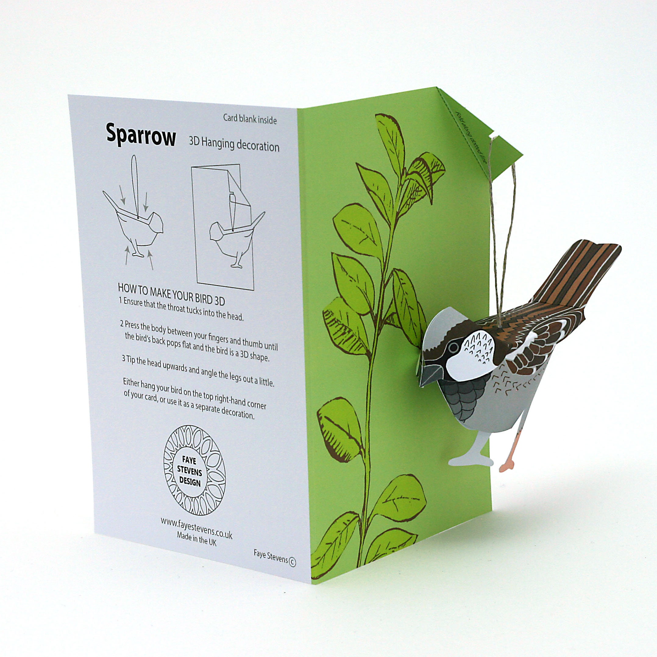 Sparrow Greeting Card Pop Up Sparrow Card Paper Bird Etsy Uk