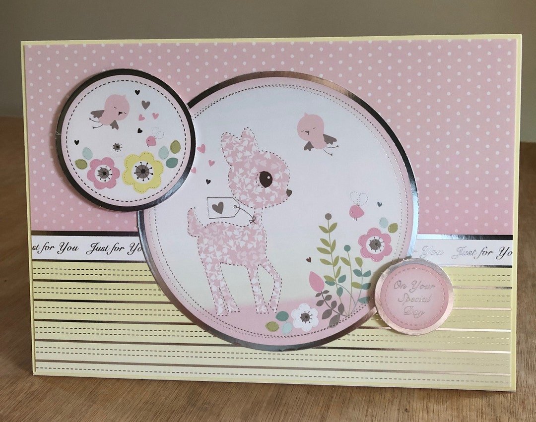 Contemporary Baby Deer Themed Birthday Card - Etsy