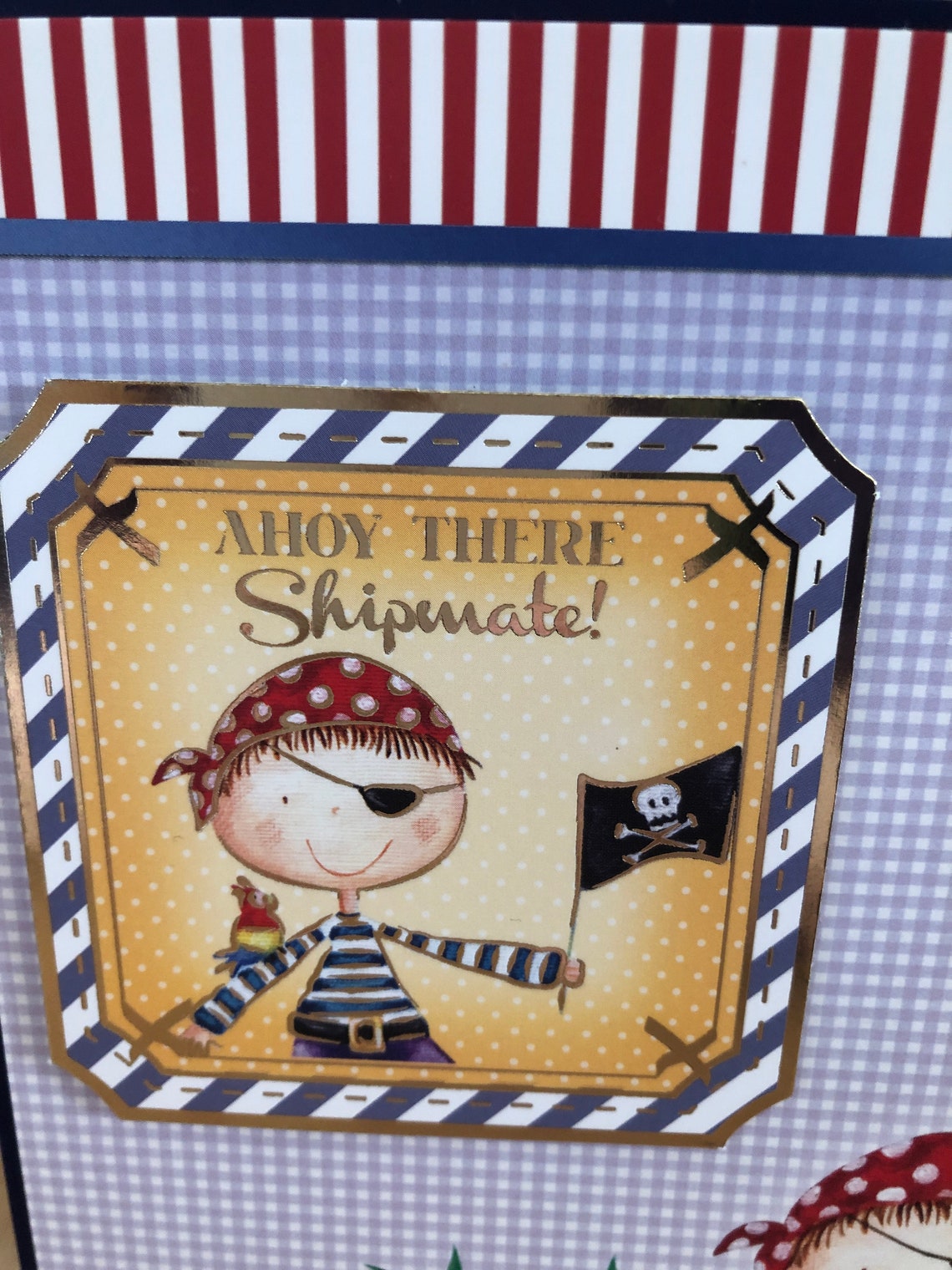 Cartoon 'ahoy There Shipmate" Pirate Themed Handmade Birthday Card ...