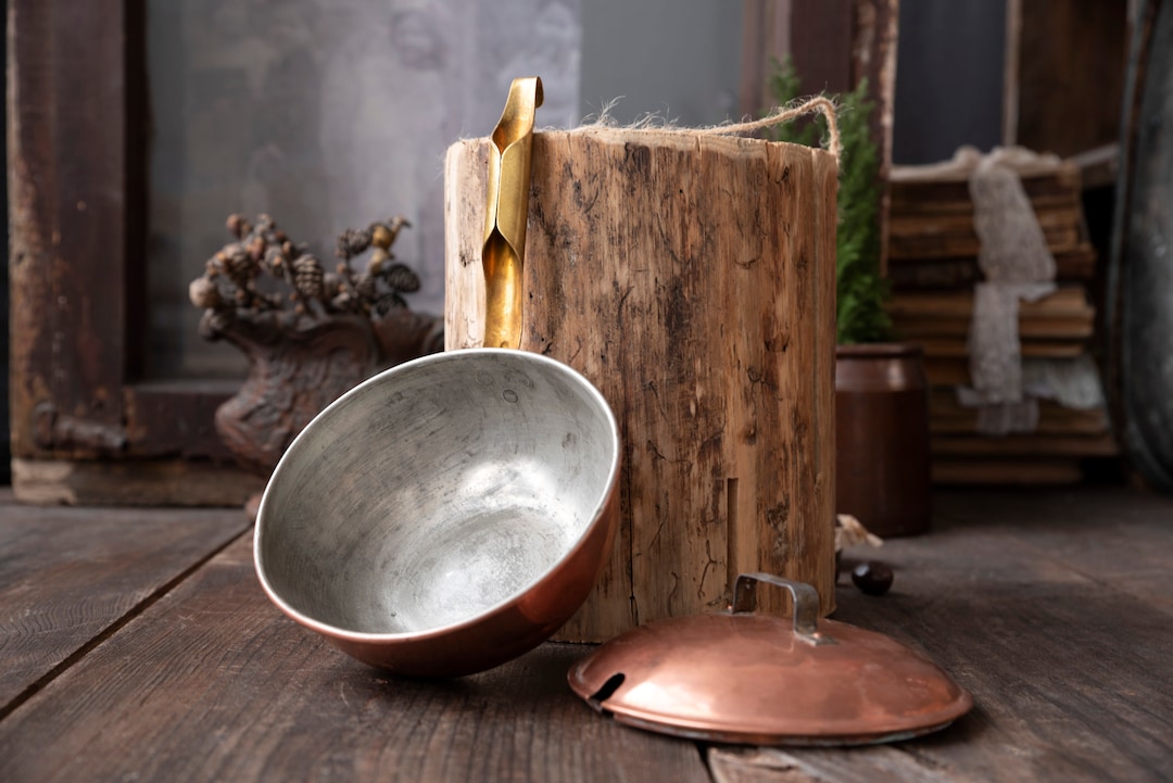 Vintage Copper Jam Pan With Lid — French Style Copper Pot, Small Copper ...