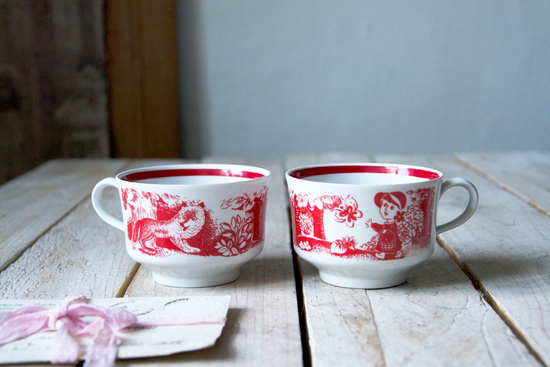 Vintage Red Riding Hood Cups, Fairy Tale Porcelain Tea Cups – Storybook ...