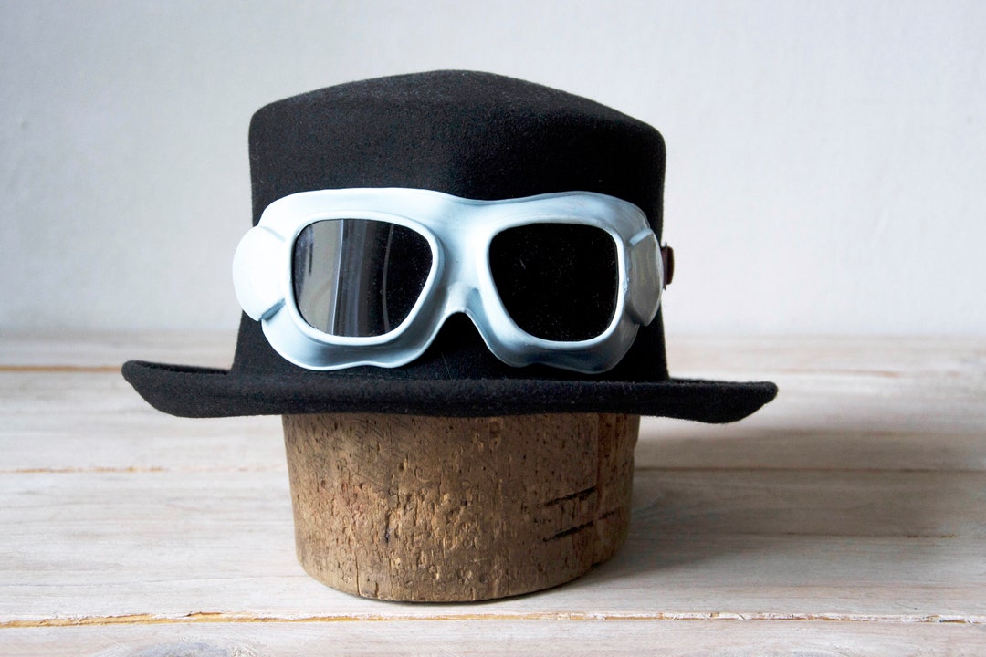 Vintage Safety Goggles With Black Glass Lenses – Rubber Frame Steampunk ...