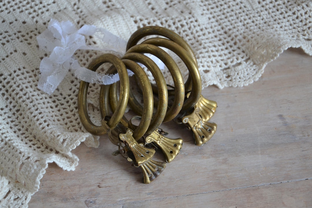 Antique Brass Curtain Clips – Rustic Farmhouse Decor – Vintage Drapery ...