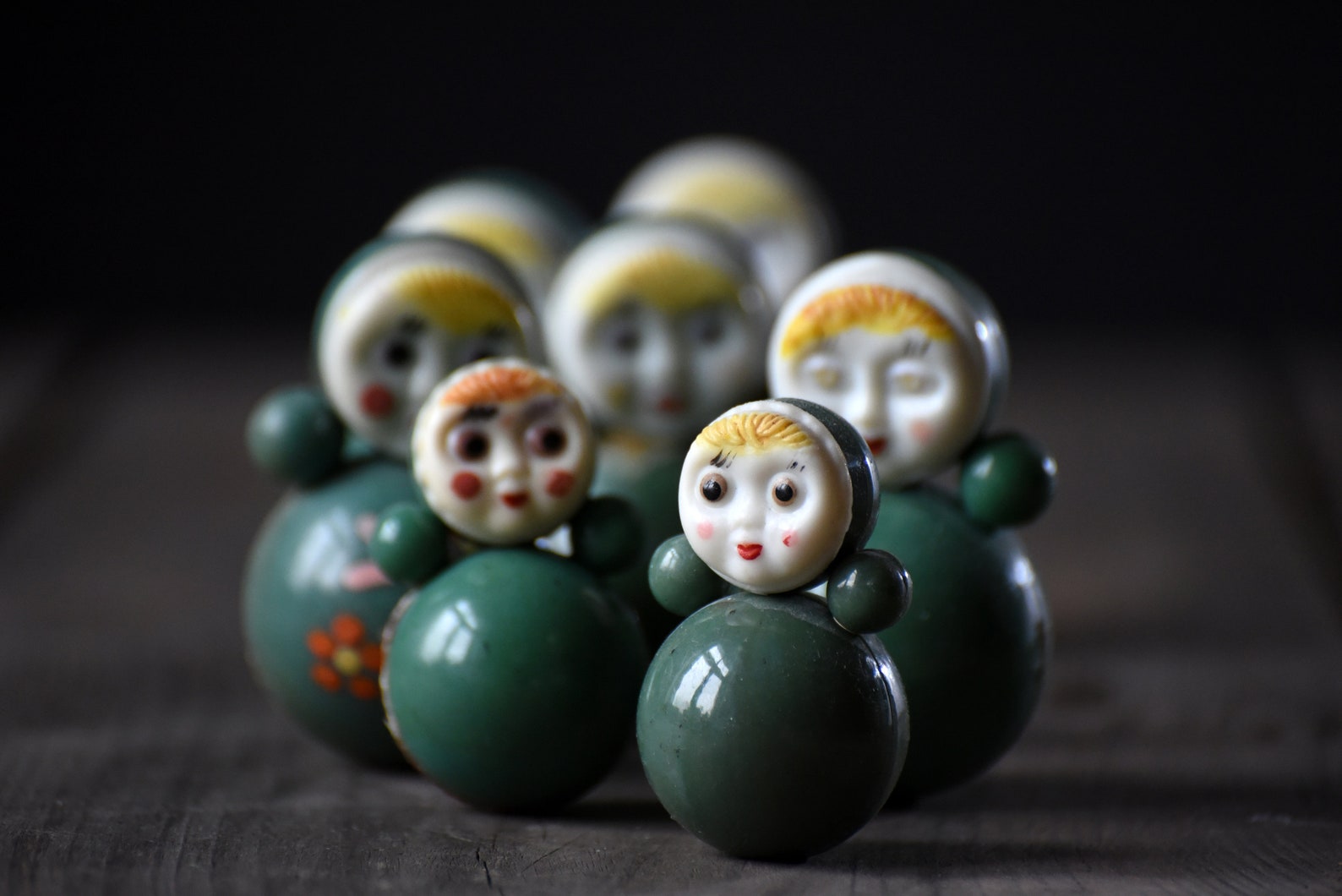 Vintage Roly Poly Doll Green Plastic Doll Jonnipunn Tiny - Etsy