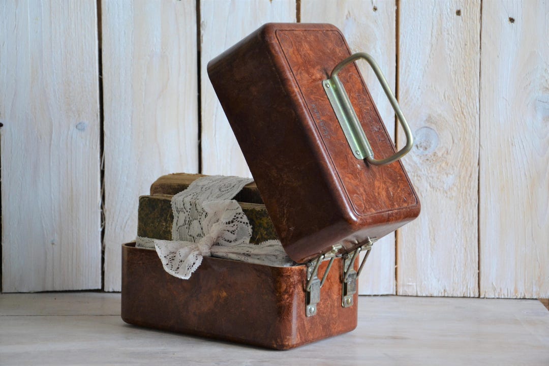 Bakelite Box, Brown Marbled Bakelite Chest, Old Memory Box, Storage Box ...