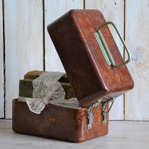 Bakelite Box, Brown Marbled Bakelite Chest, Old Memory Box, Storage Box ...