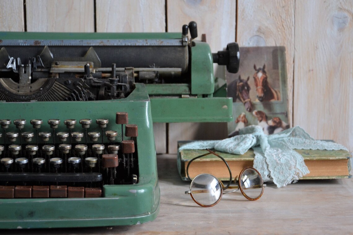 Antique Typewriter Desktop Typing Machine Old Green - Etsy