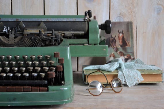 Antique Typewriter Desktop Typing Machine Old Green - Etsy