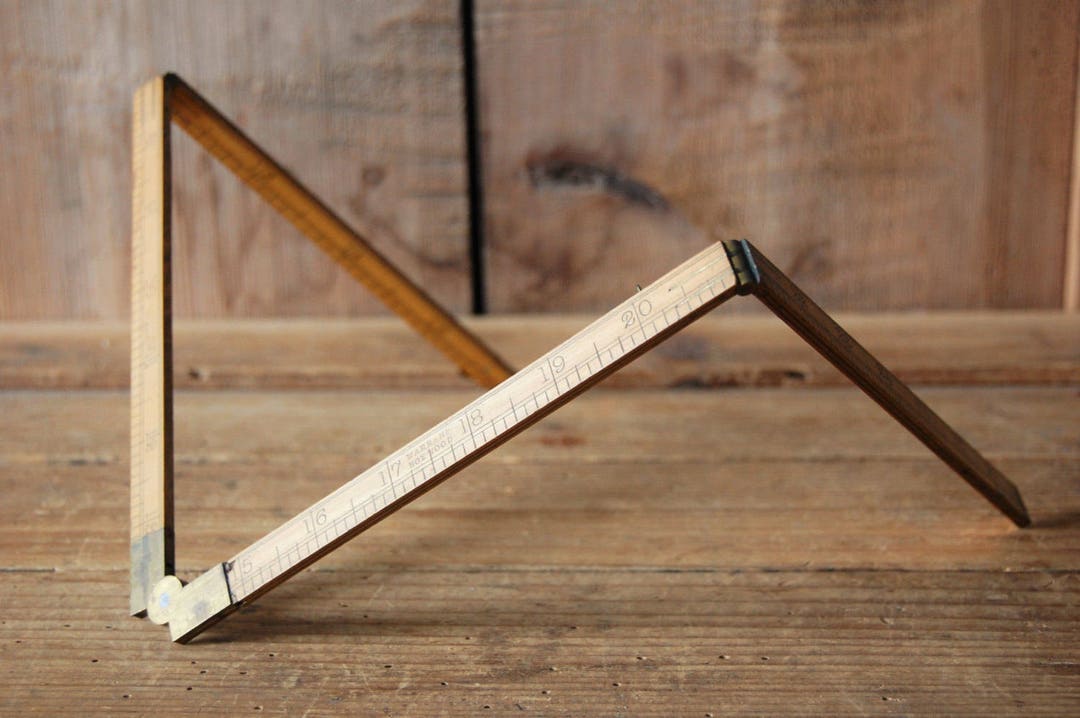 Vintage Wooden Folding Ruler With Brass Fittings – Antique Measuring ...