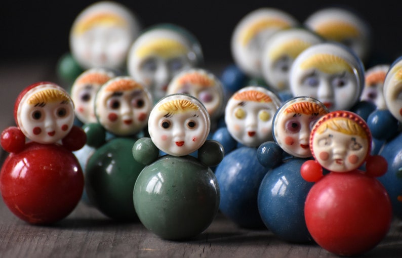 Vintage Roly Poly Doll Green Plastic Doll Jonnipunn Tiny - Etsy