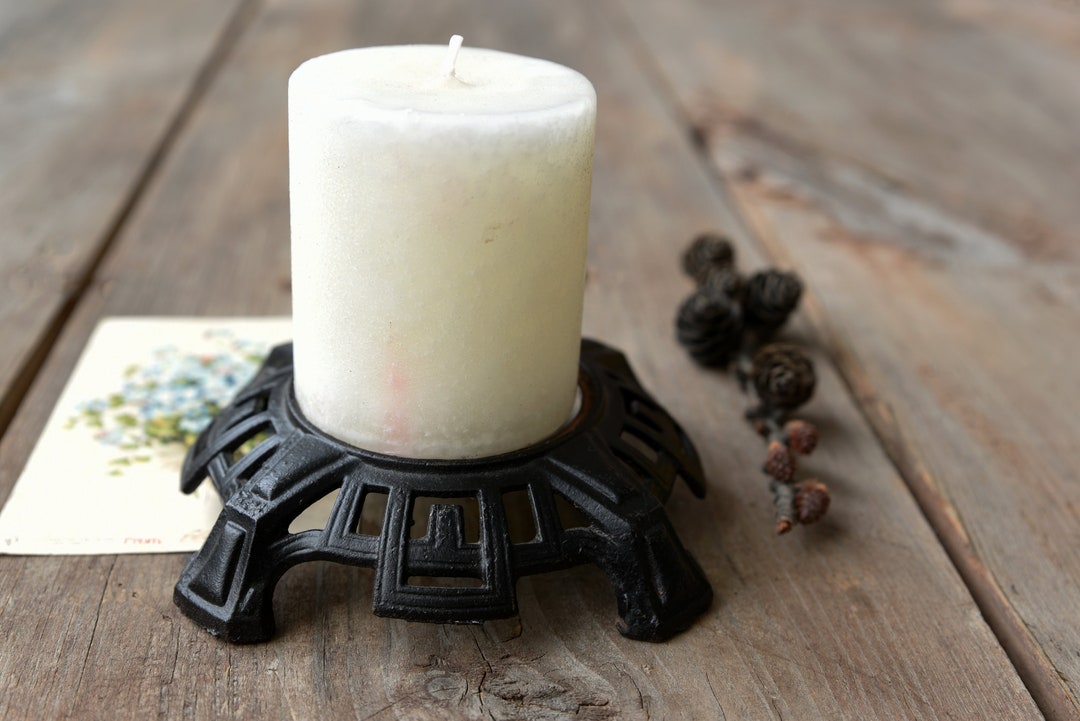 Vintage Cast Iron Kerosene Lamp Base – Rustic Patina Candle Holder ...