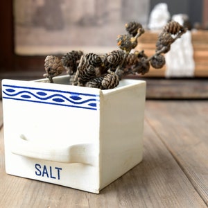Vintage Salt Container, Cabinet Drawer for Salt, Porcelain Salt ...