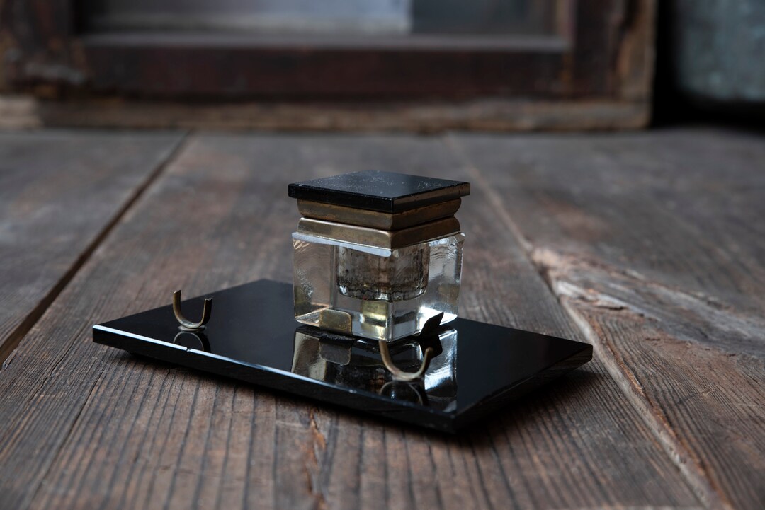 Antique Inkwell Pot Set, Ink Well, Ink Bottle, Inkwell, Ink Pot, Glass ...