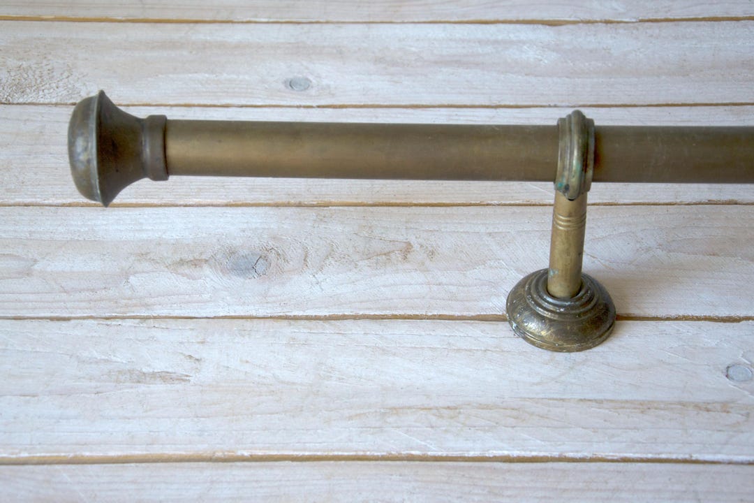 Antique Copper Curtain Rod With Finials – Vintage Window Hardware ...