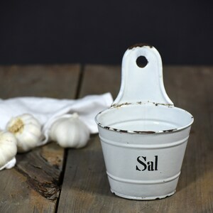 Vintage Salt Container, Wall Box for Salt, Enamel Salt Container, Wall ...