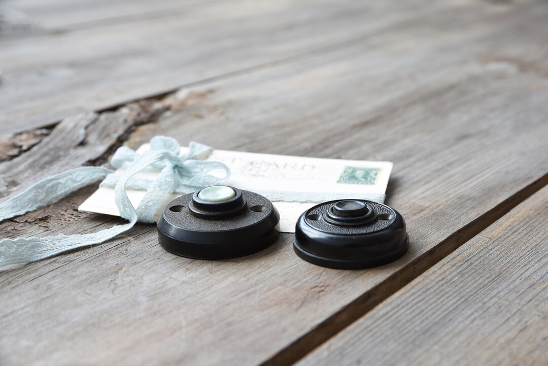 Vintage Doorbell Button – Black Electric Bell Push Button With White or ...