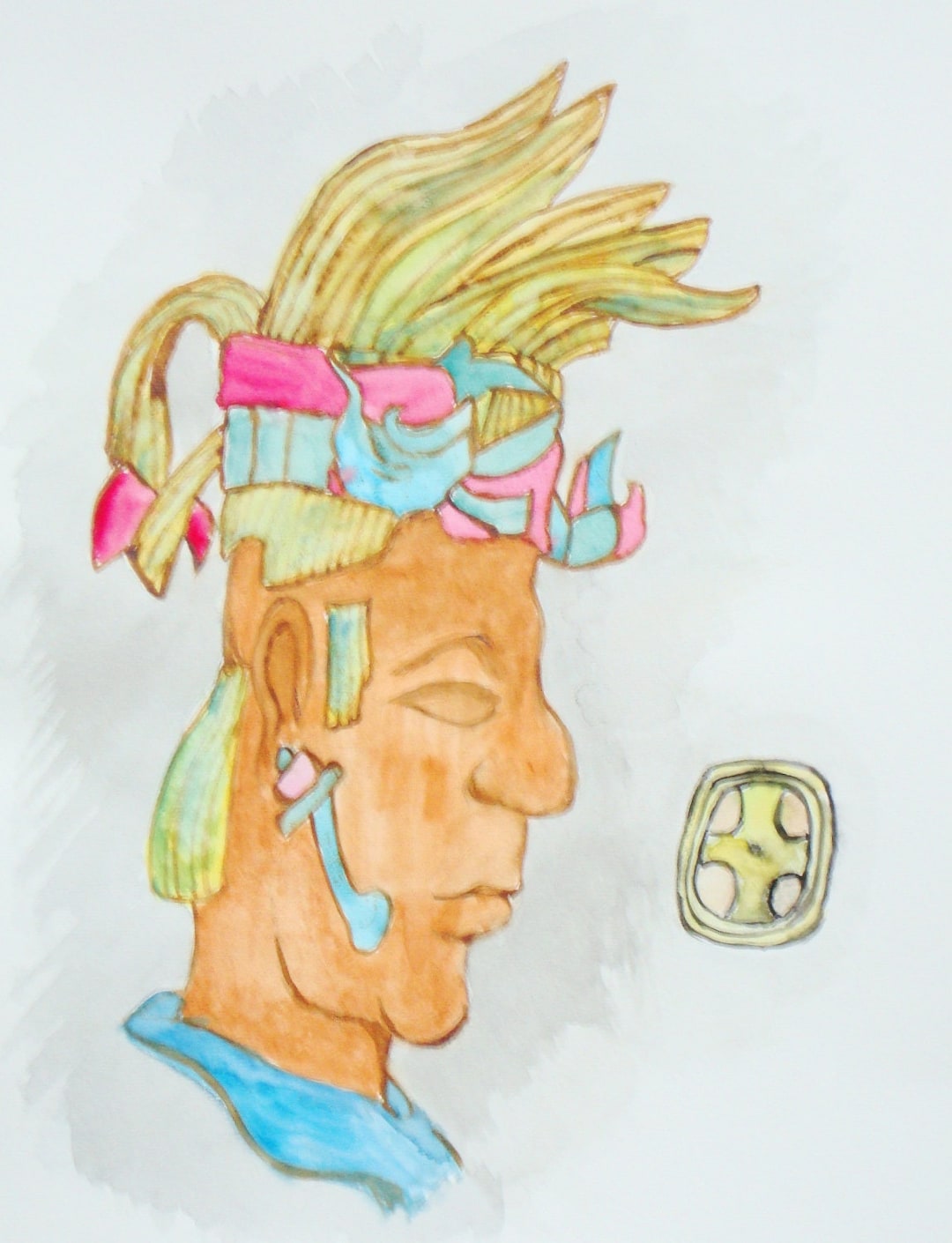 Mayan King Digital Download Watercolor Painting Printable Art ...