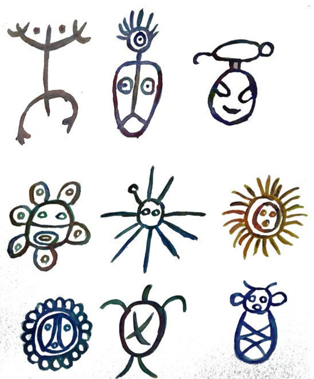 Taino Caribbean Arawak Native Art Digital Watercolor Images Frog Shaman ...