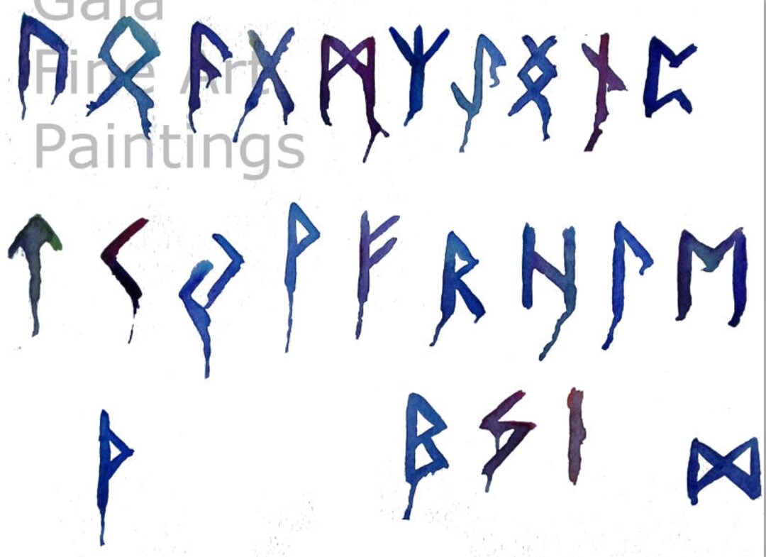 Viking Runes Digital Watercolor Images Nordic Scandanavian - Etsy Australia