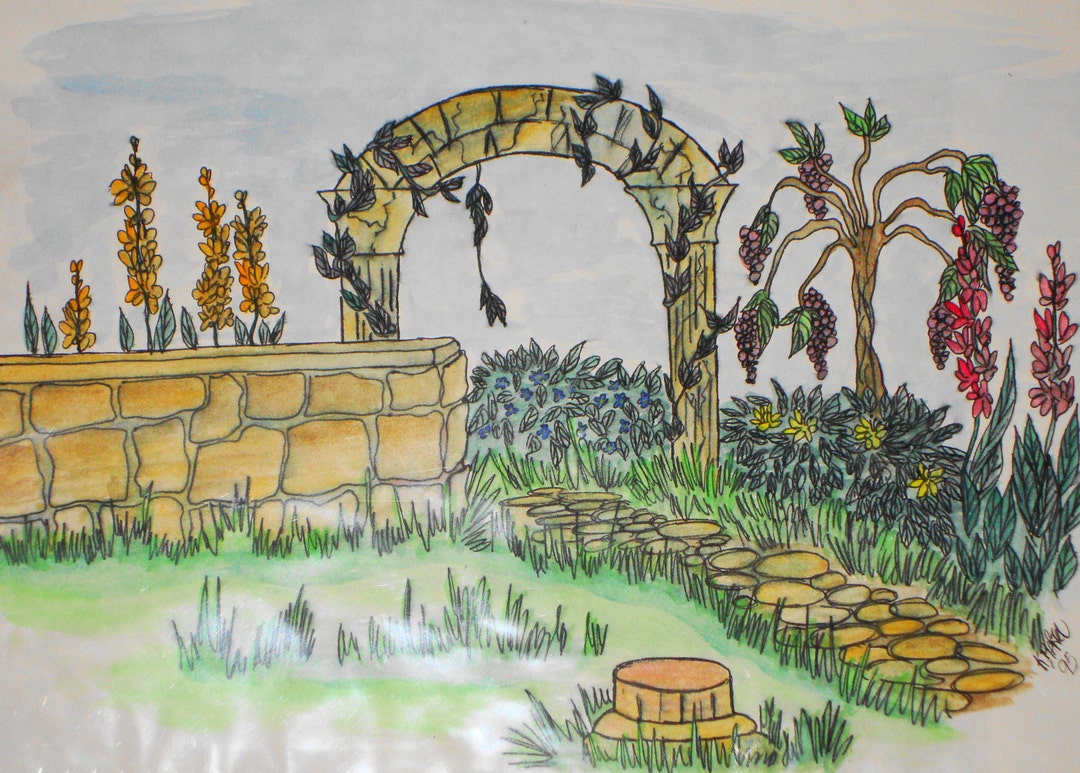 Flower Garden Digital Download Watercolor Painting Secret Garden Clip ...