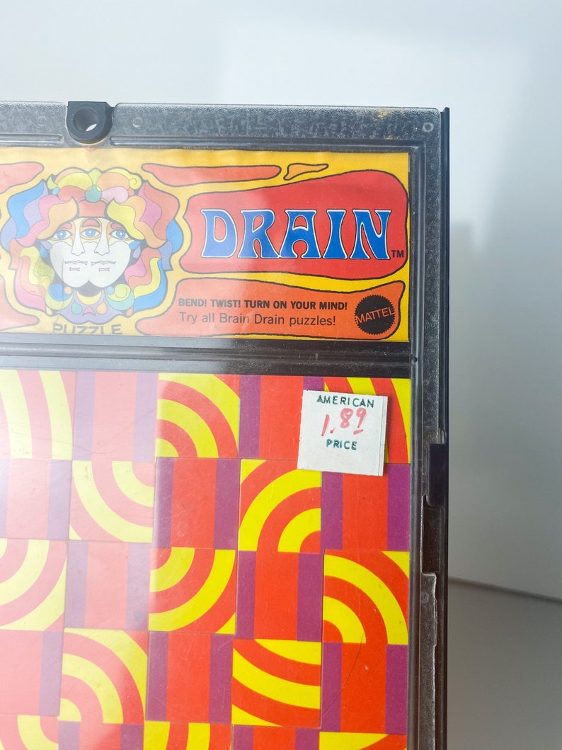 Vintage 1969 Mattel Brain Drain Puzzle Game NOS Retro Graphics Mid ...
