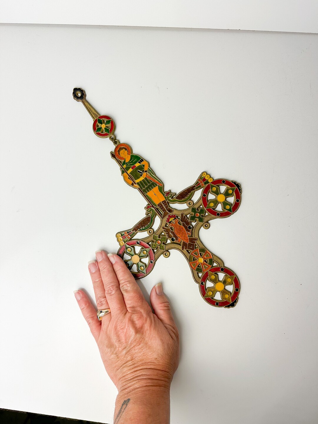 Vintage Cross Greek Orthodox Handmade Bronze Enameled Made in Greece - Etsy