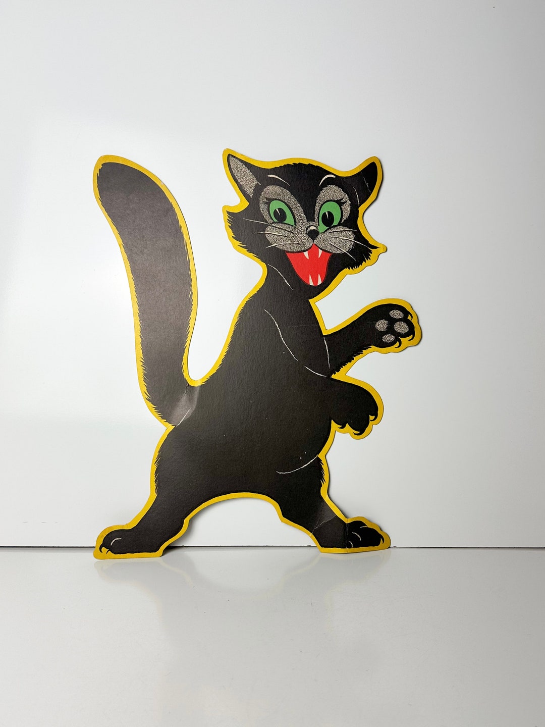 Vintage 1950s Dennison-style Black Cat Die Cut, Halloween Decor - Etsy