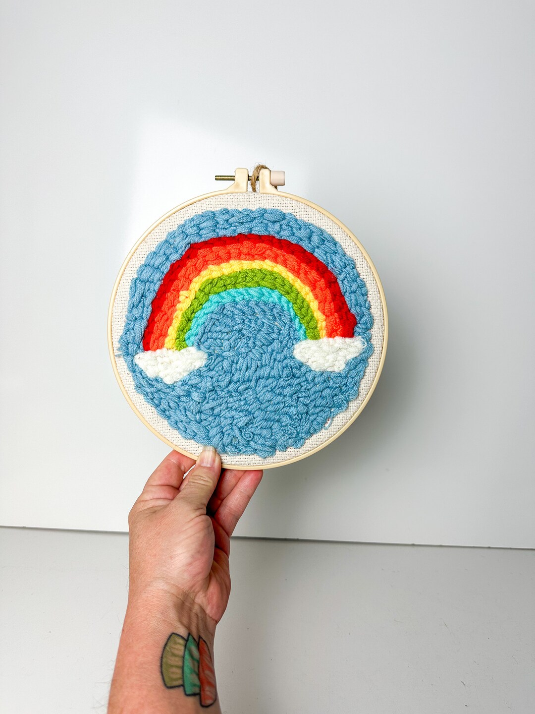Handmade Punch Needle Rainbow Embroidered Wall Hanging - Etsy