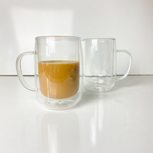 Glass Insulated Coffee Mug - Etsy