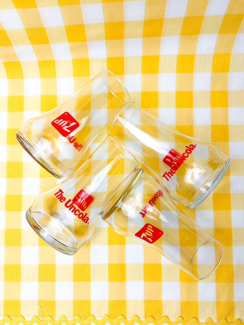 Vintage 7up the Un-cola Upside Down Drinking Glasses in Original Box ...