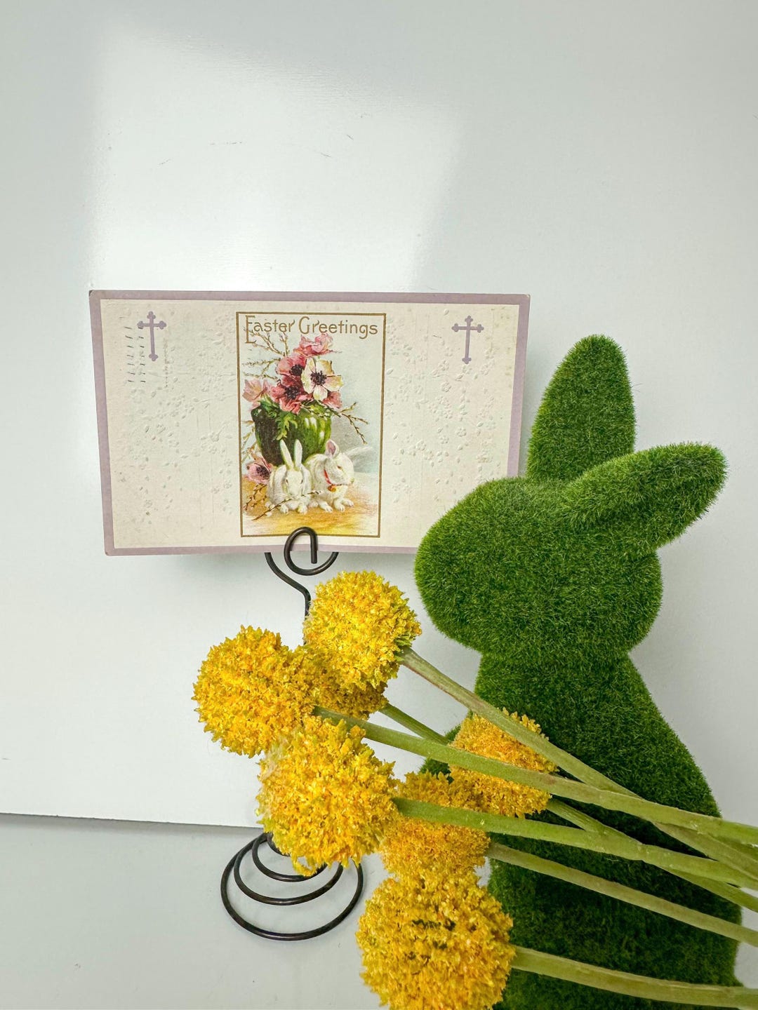 Antique Edwardian Easter Greetings Rabbit & Flowers Postcard Card ...