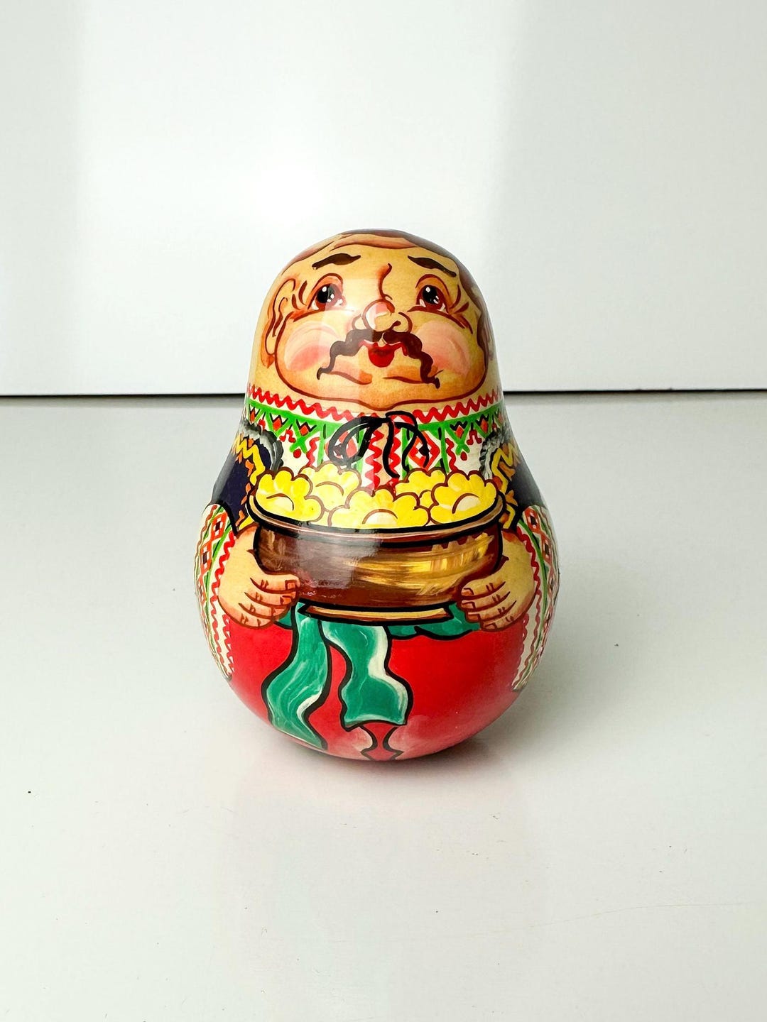 Russian Matryoshka Weeble Musical Doll Vintage Wooden Hand Painted ...