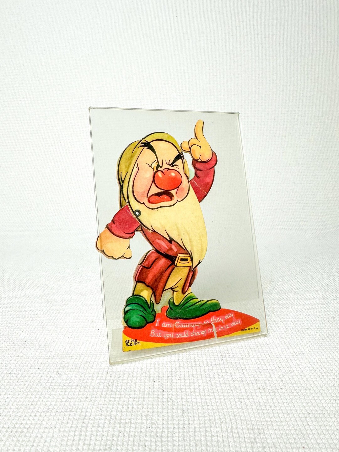 Vintage 1938 Grumpy Dwarf Valentine Card Standee, Articulating Arms - Etsy