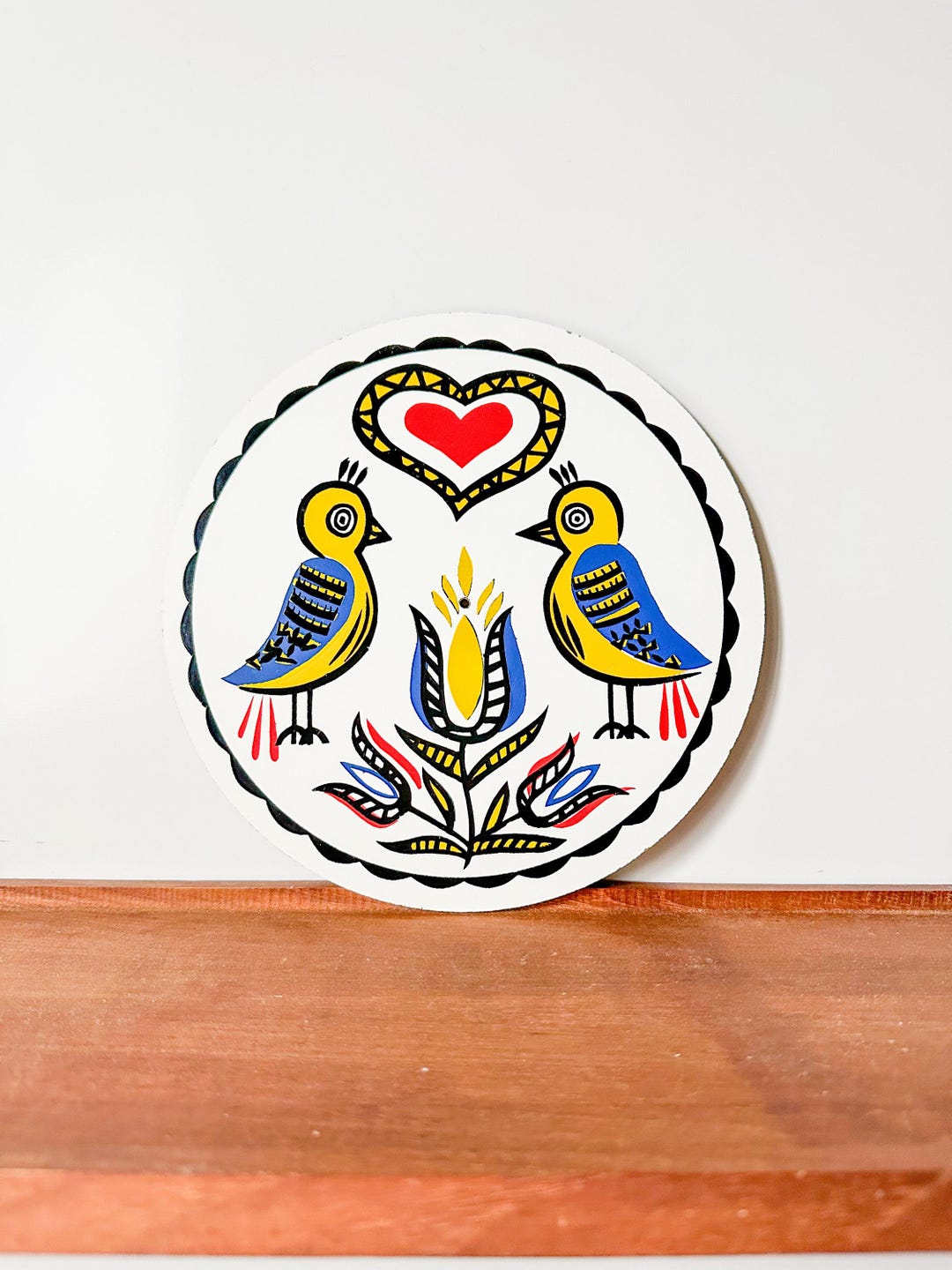 Vintage Pennsylvania Dutch Hex Sign Love Birds Folk Art 1970s Farmhouse ...