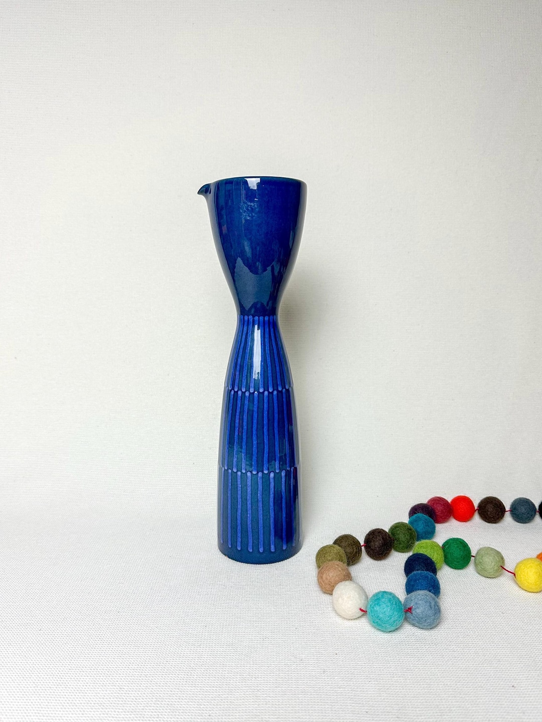 Vintage LUZERN Handarbeit Pottery Art Mid Century Cobalt Blue Handmade ...