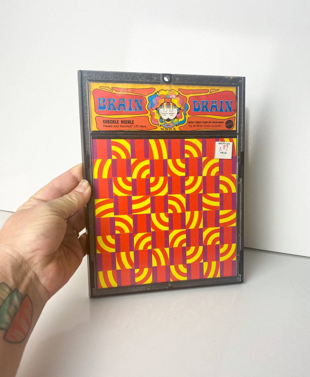 Vintage 1969 Mattel Brain Drain Puzzle Game NOS Retro Graphics Mid ...