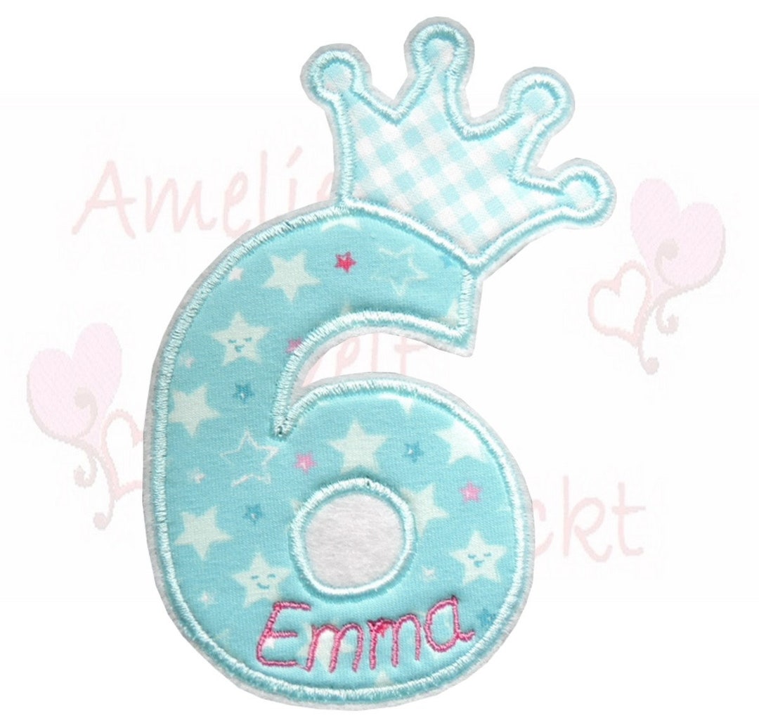 Birthday Number XL With Name in Mint Turquoise Pink Patch Application ...