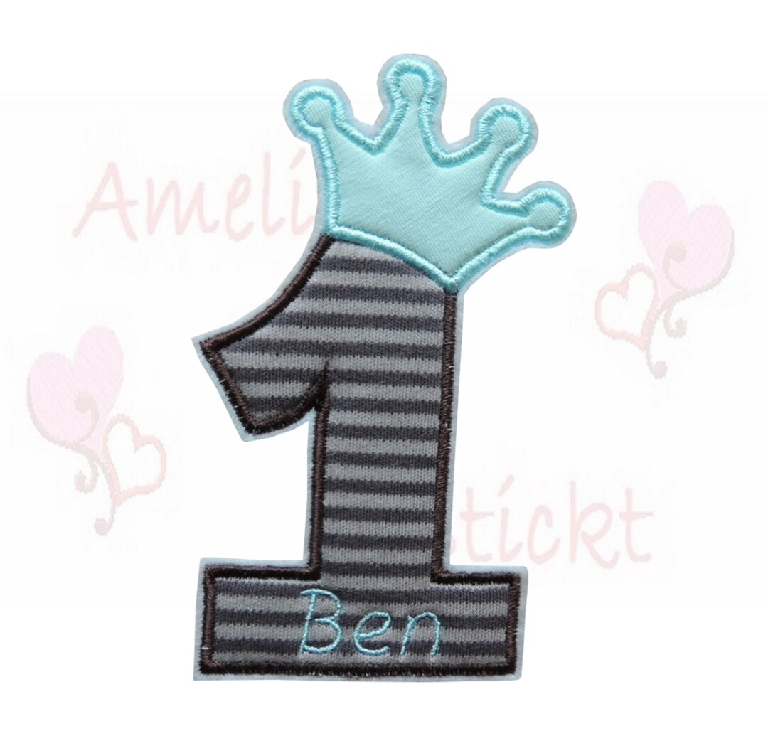 XL Birthday Number With Name in Brown, Mint, and Turquoise, Sew-on ...