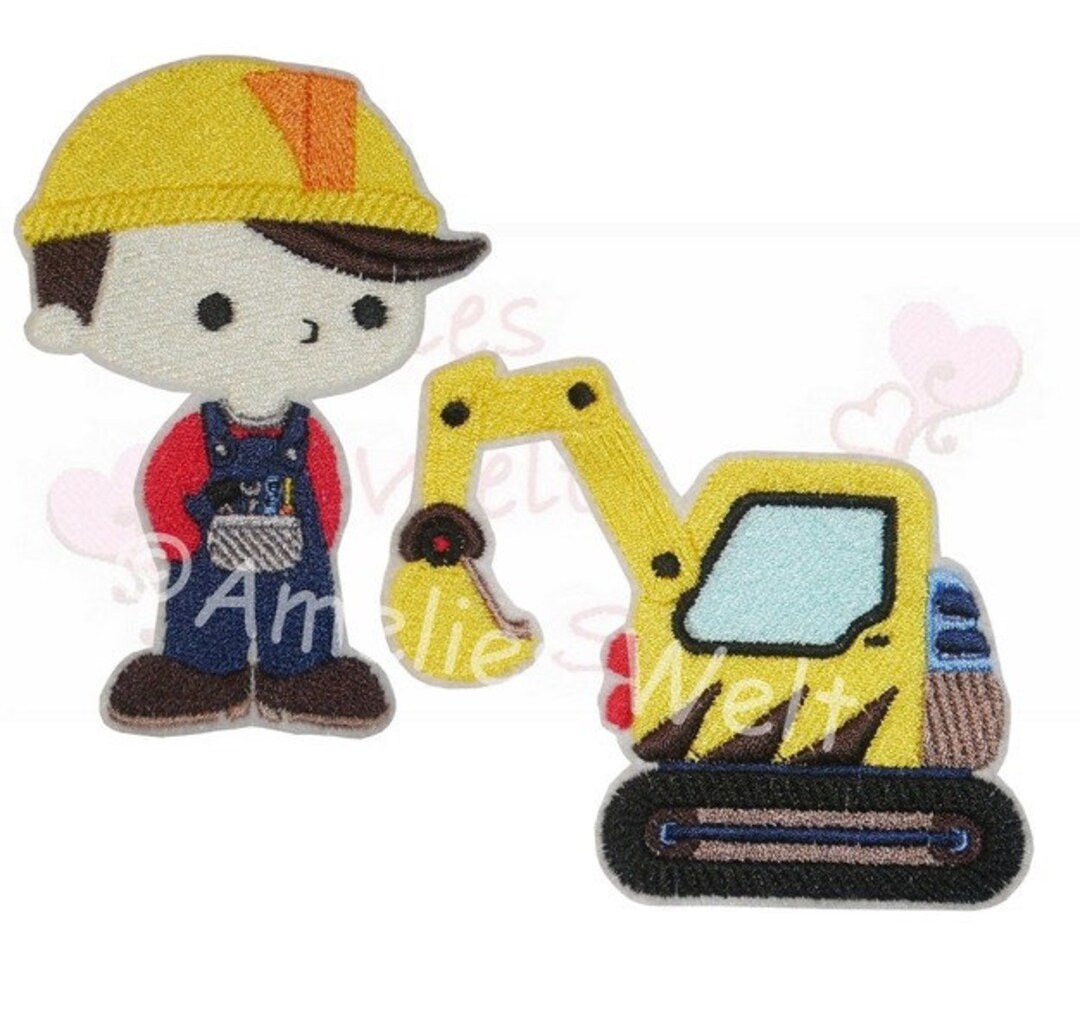 Excavator & Builder Stick Application Aüfbügler in the Set Construction Site Patch - Etsy