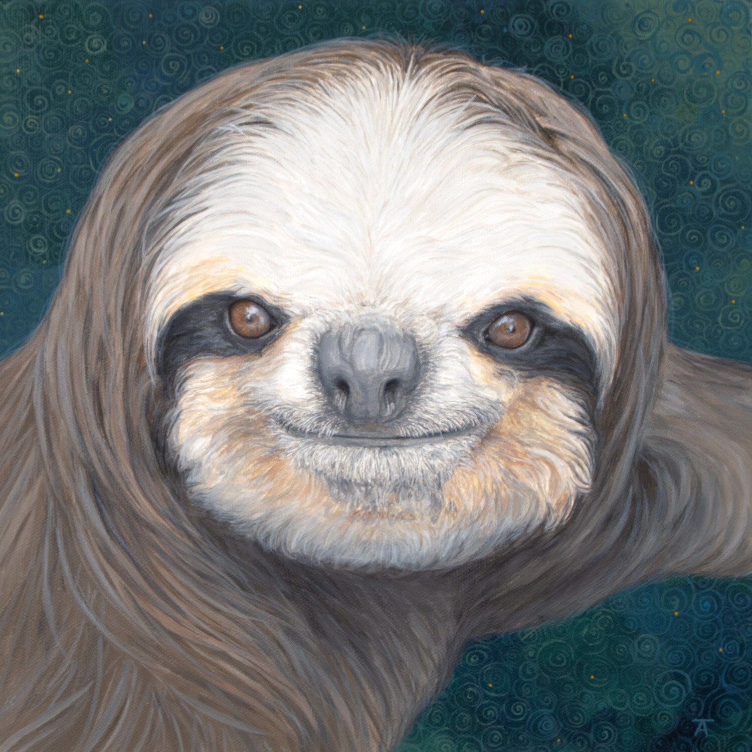 Sloth Print, slim Shady Giclée Print From Original Acrylic Painting of ...