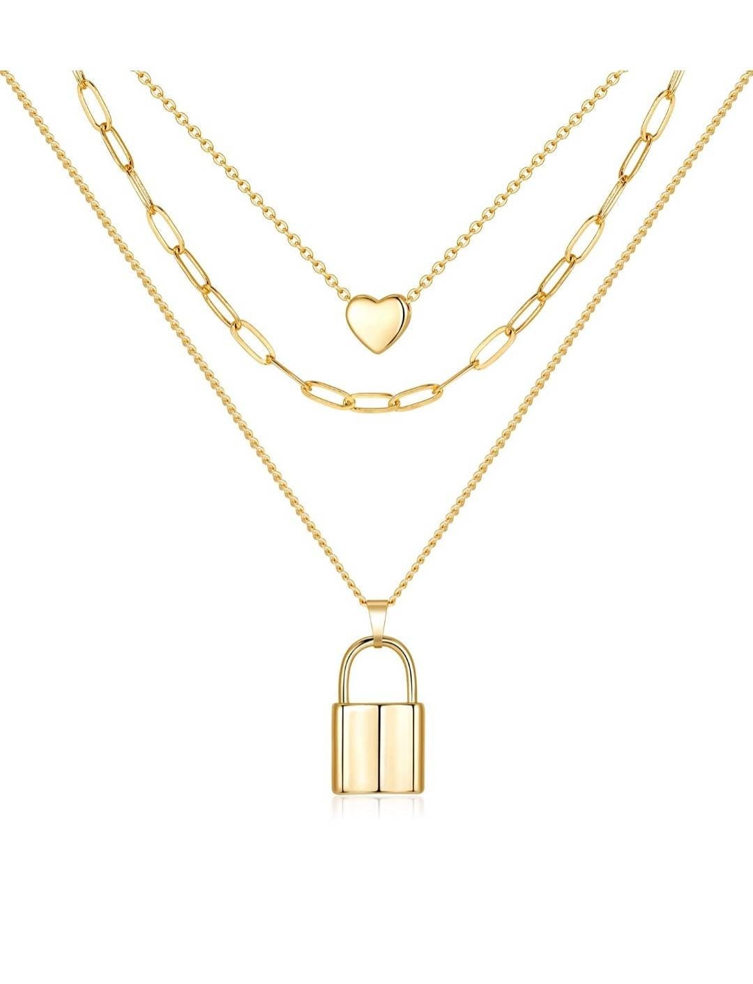 Gold Filled Triple Charm Necklace - Etsy