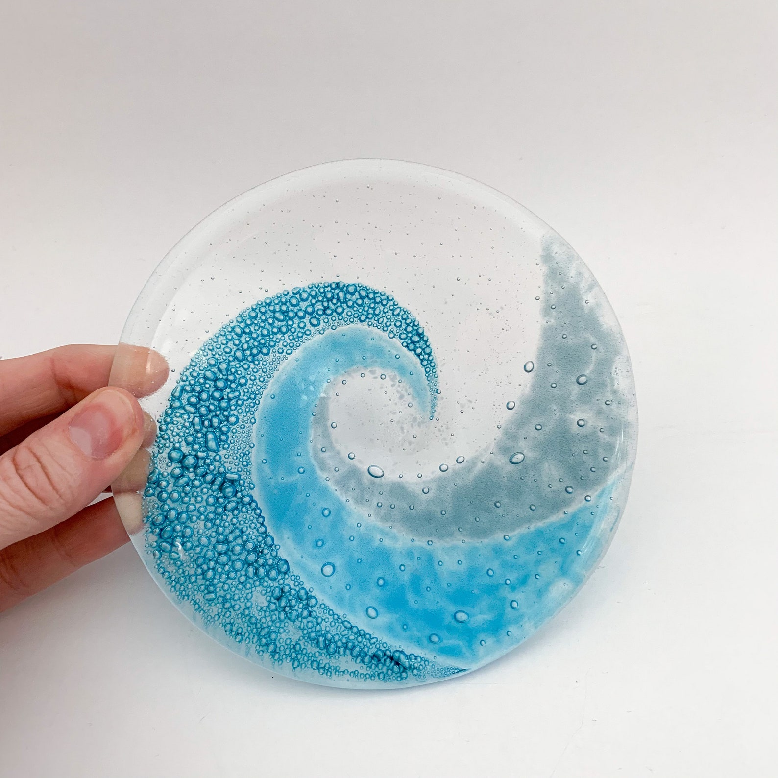 Fused Glass Wave Dish - Etsy UK