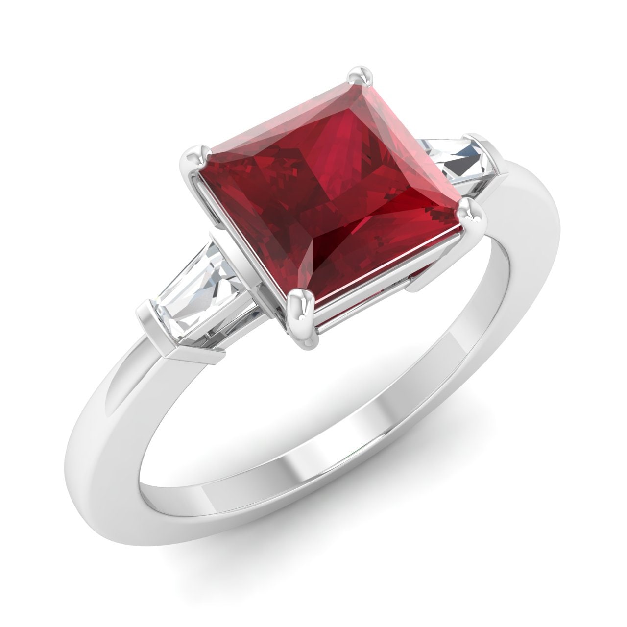 Princess Cut Ruby Engagement Rings